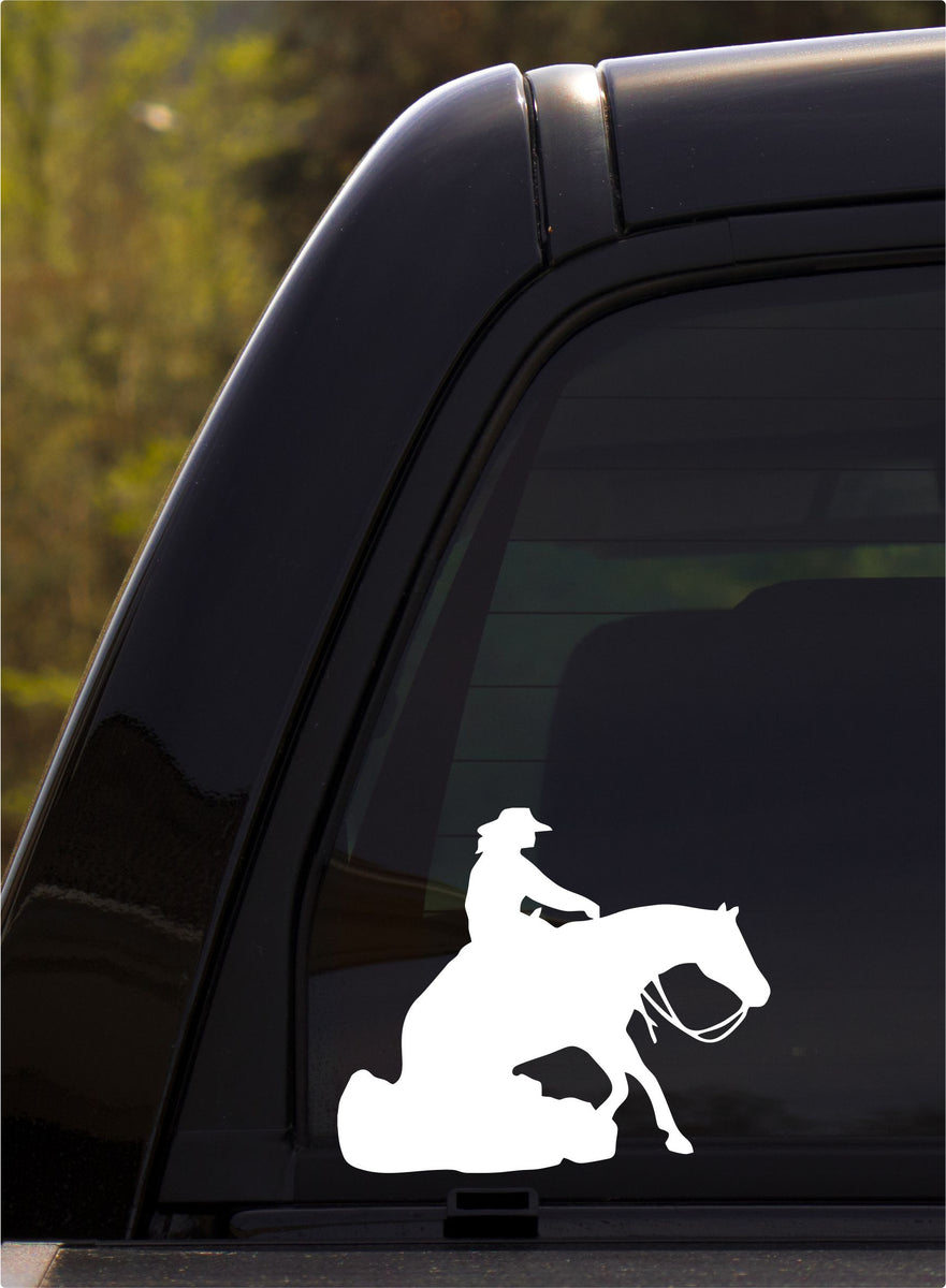Western Reining Horse Vinyl Car Decal- Window Vinyl Decal- Trailer Dec ...
