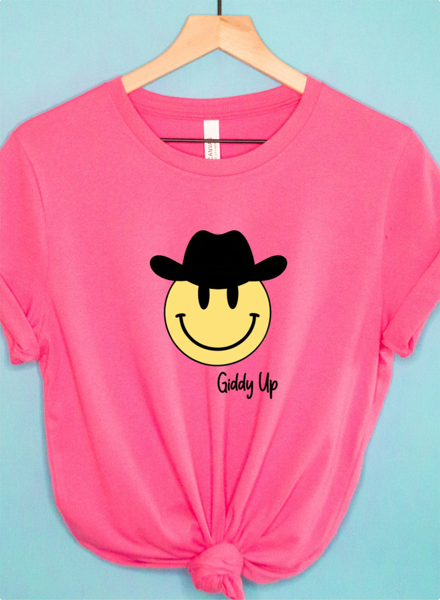 Howdy Smiley Face Short Sleeve T-Shirt-Multiple Colors – shopcottoncandys